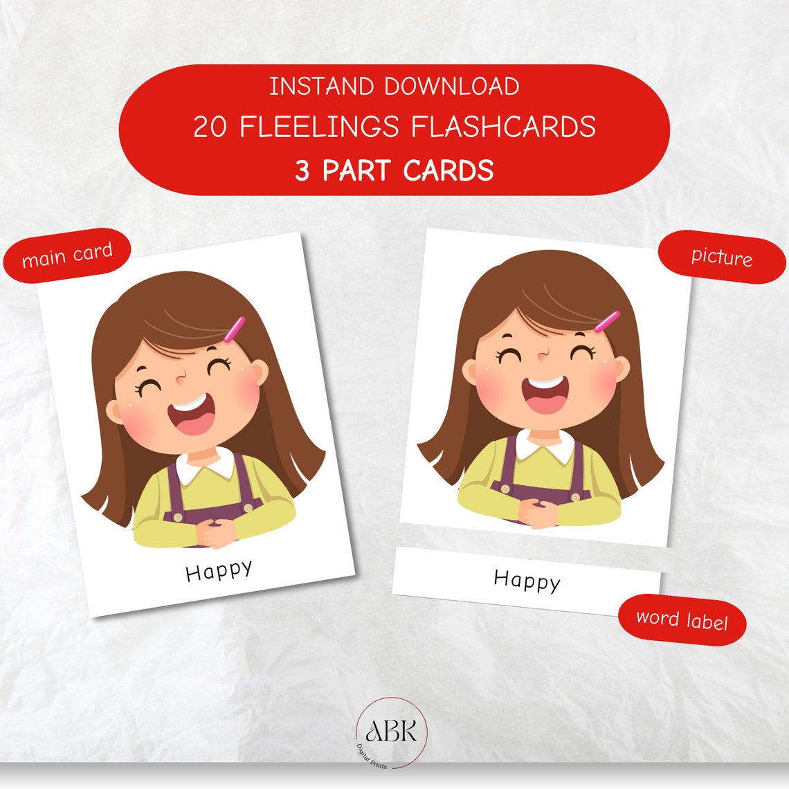 Emotion Flashcards: Montessori Feelings Cards (PDF Printable) - Etsy