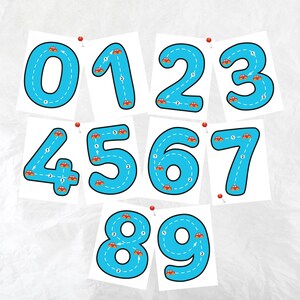 Car-themed Number Tracing Flashcards: Montessori Learning (PDF Download ...