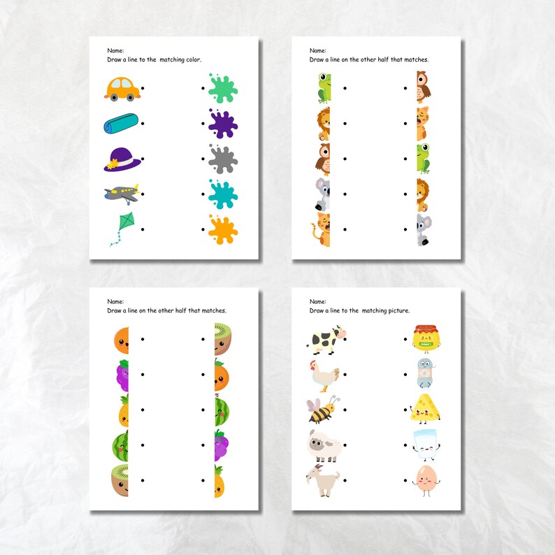 Matching Worksheets Printable Preschool Activity PDF - Etsy