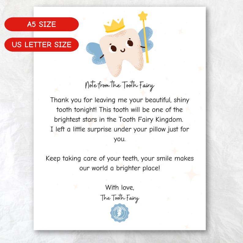 Tooth Fairy Letter With Tooth Fairy Receipt, Tooth Fairy, Tooth Fairy ...