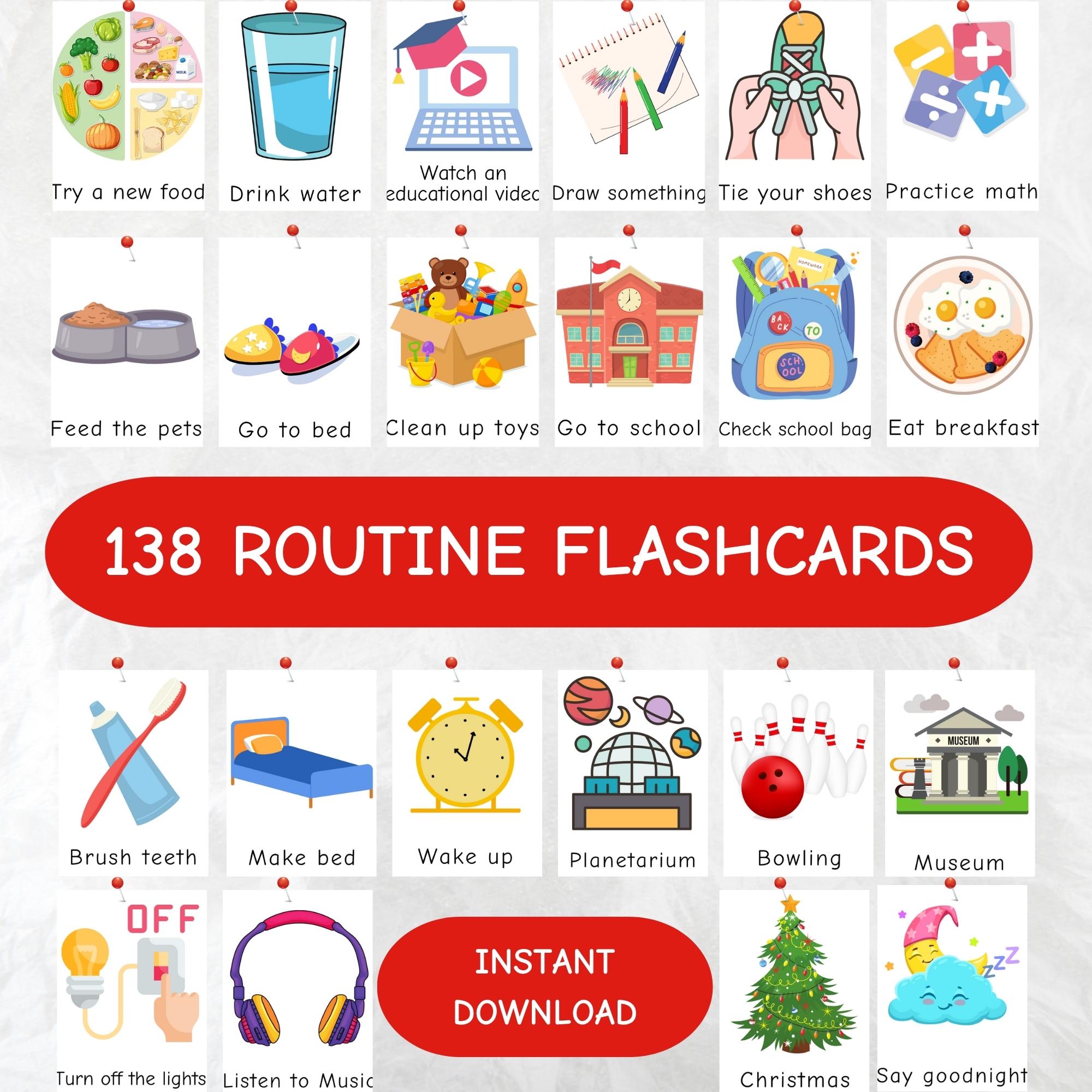Montessori Daily Routine Cards: Kids Schedule Flashcards (PDF Download ...