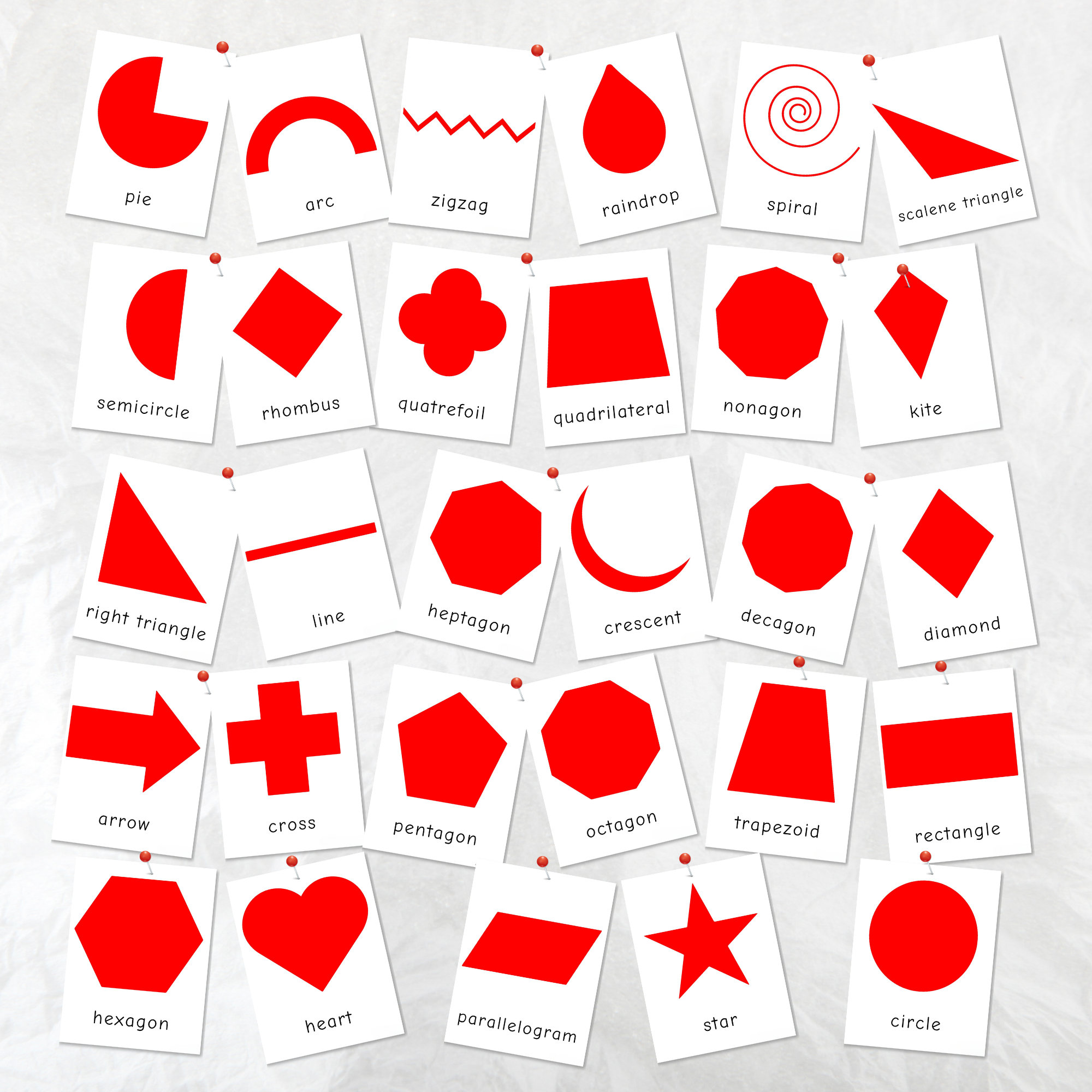 32 Geometric Shapes Flashcards,2d Shapes Flashcards, Educational ...