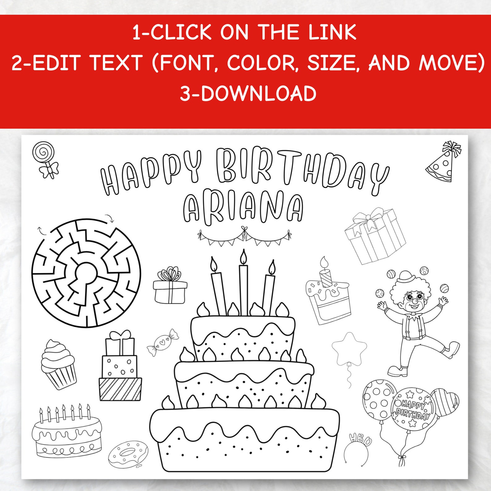 Birthday Coloring Page for Kids - Fun & Creative Birthday Party ...