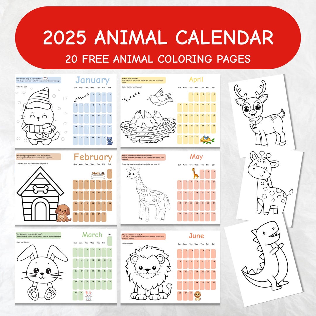 2025 Kids Calendar Printable | Monthly Planner for Kids | Educational ...