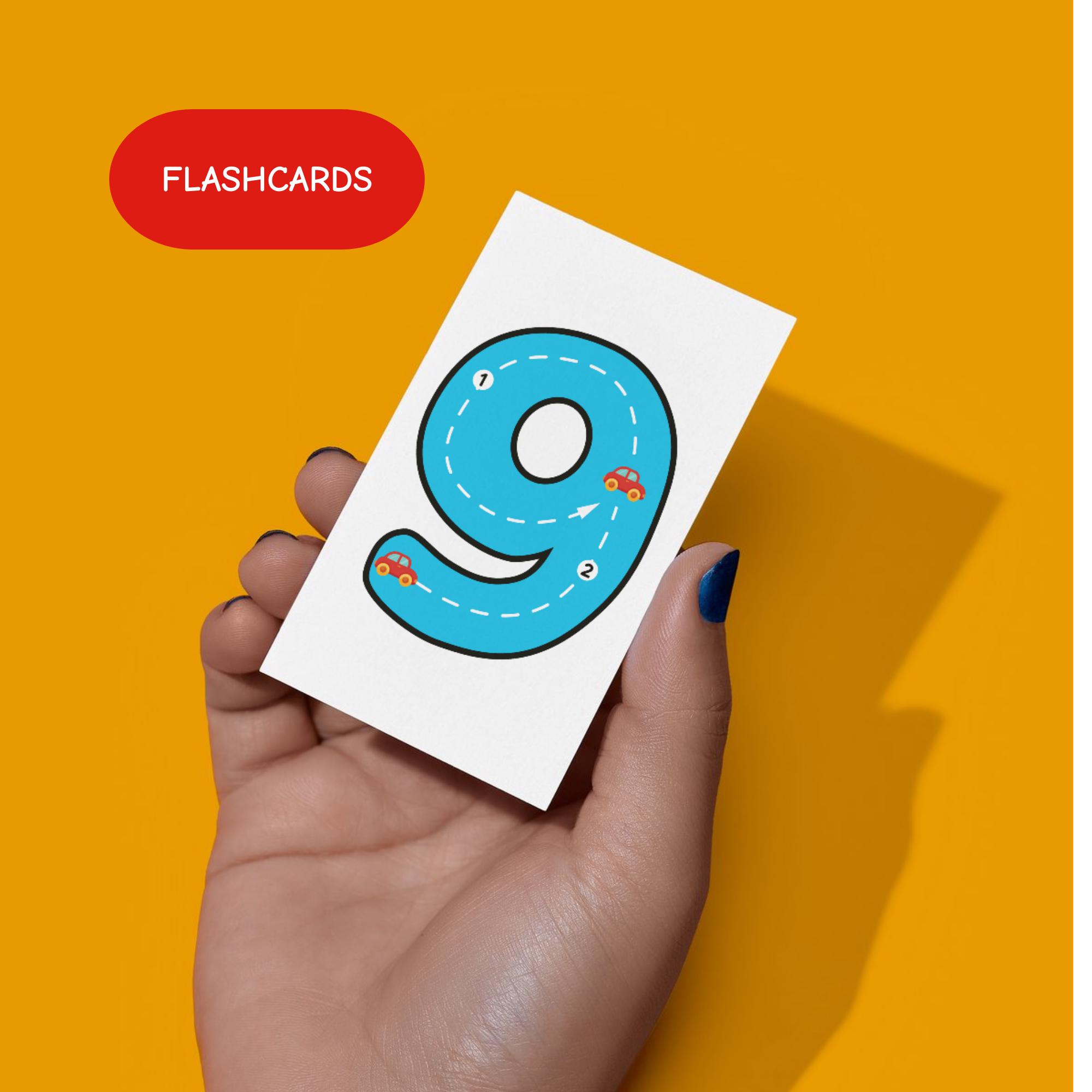 Number Tracing Flashcards,printable 0-9 Number Flash Cards, Printable ...