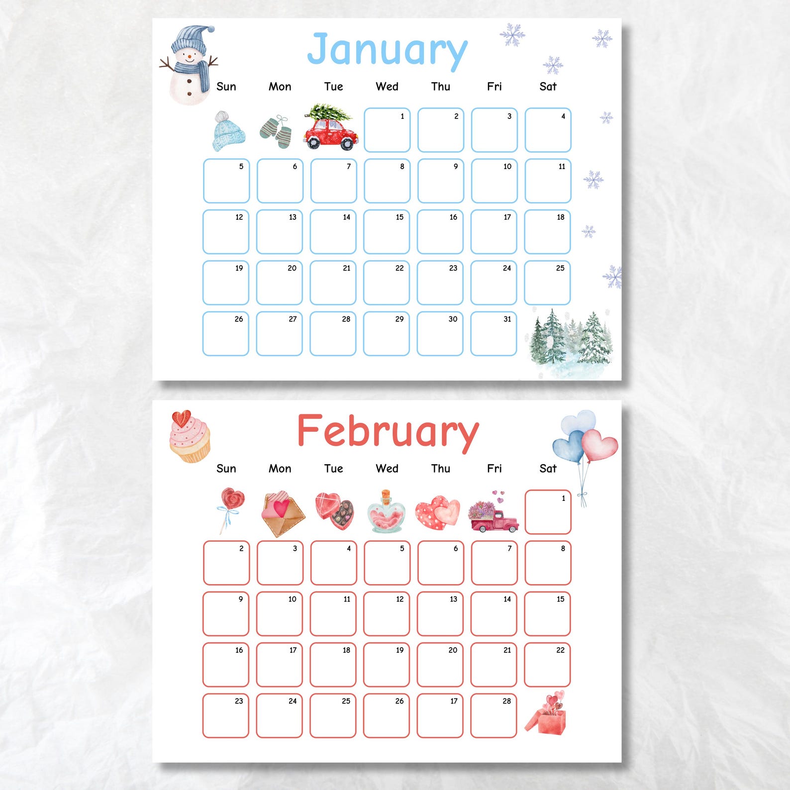 2025 Kids Calendar Printable, Kids Calendar 2025 Printable, Academic ...