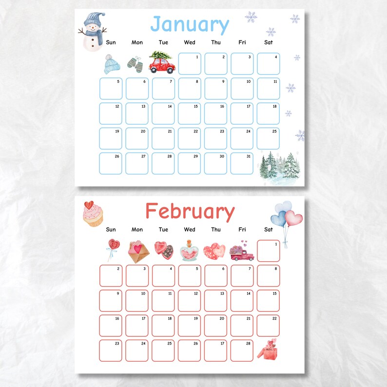 2025 Kids Calendar Printable, Kids Calendar 2025 Printable, Academic ...