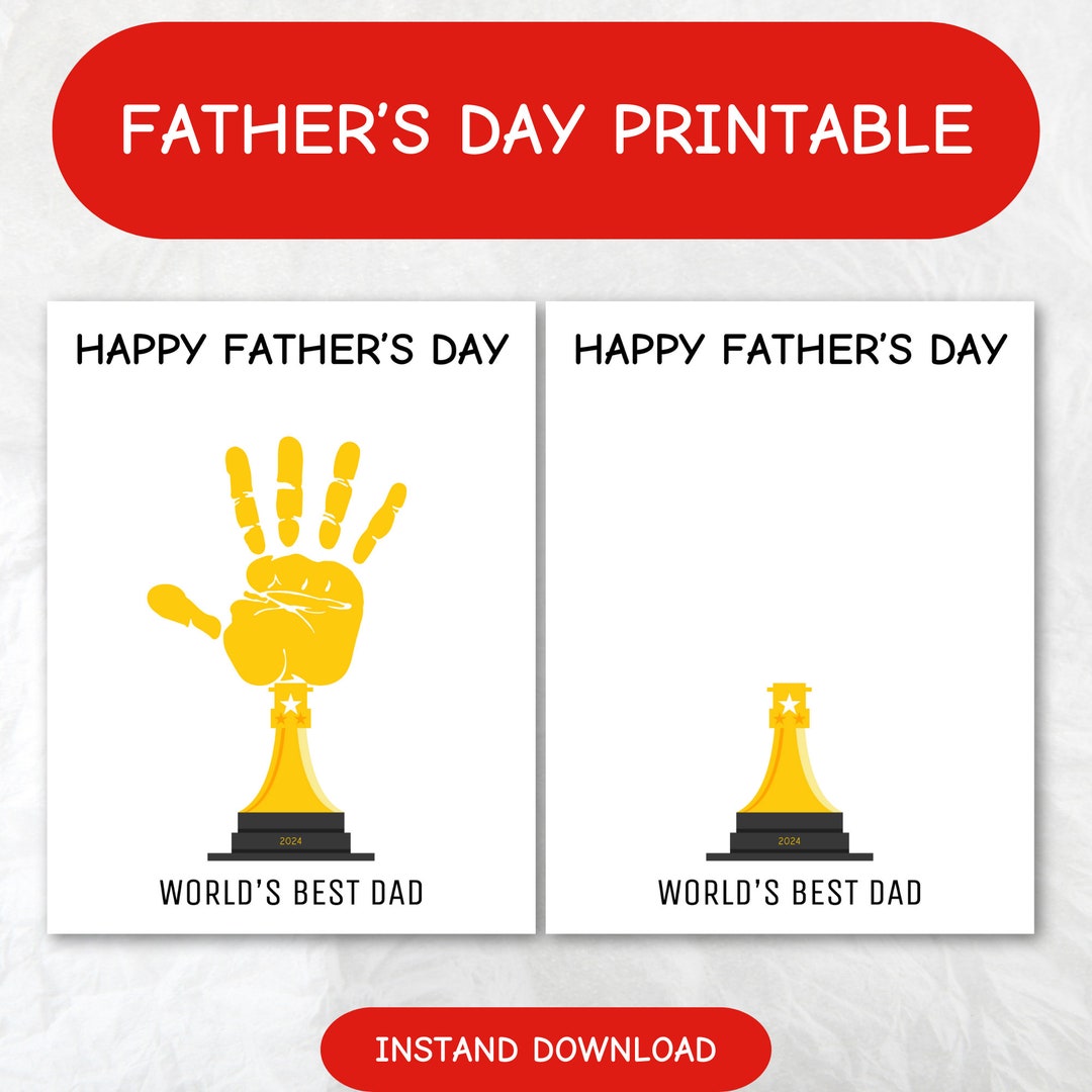 Father's Day Printable, World's Best Dad Handprint Art, Handprint ...