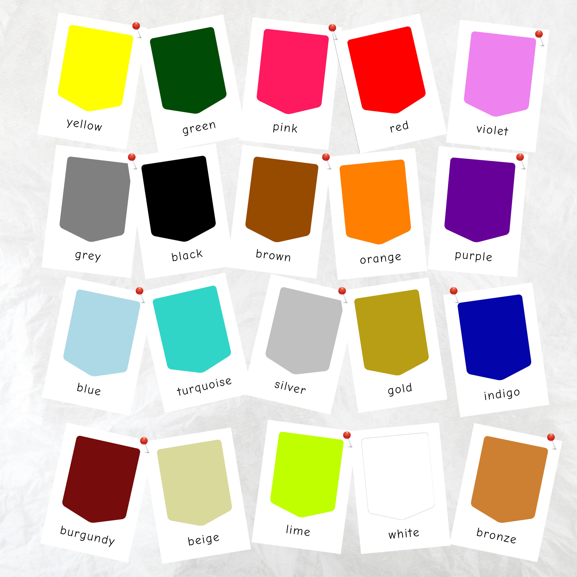 20 COLORS Flashcards, Montessori Color Education Set, Educational Color ...