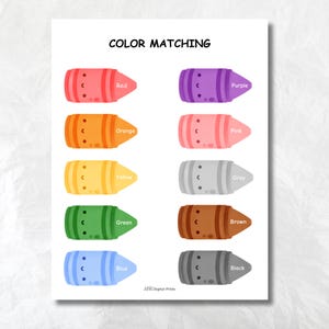 Color Matching Game With Crayons for Toddlers | Printable PDF & PNG ...