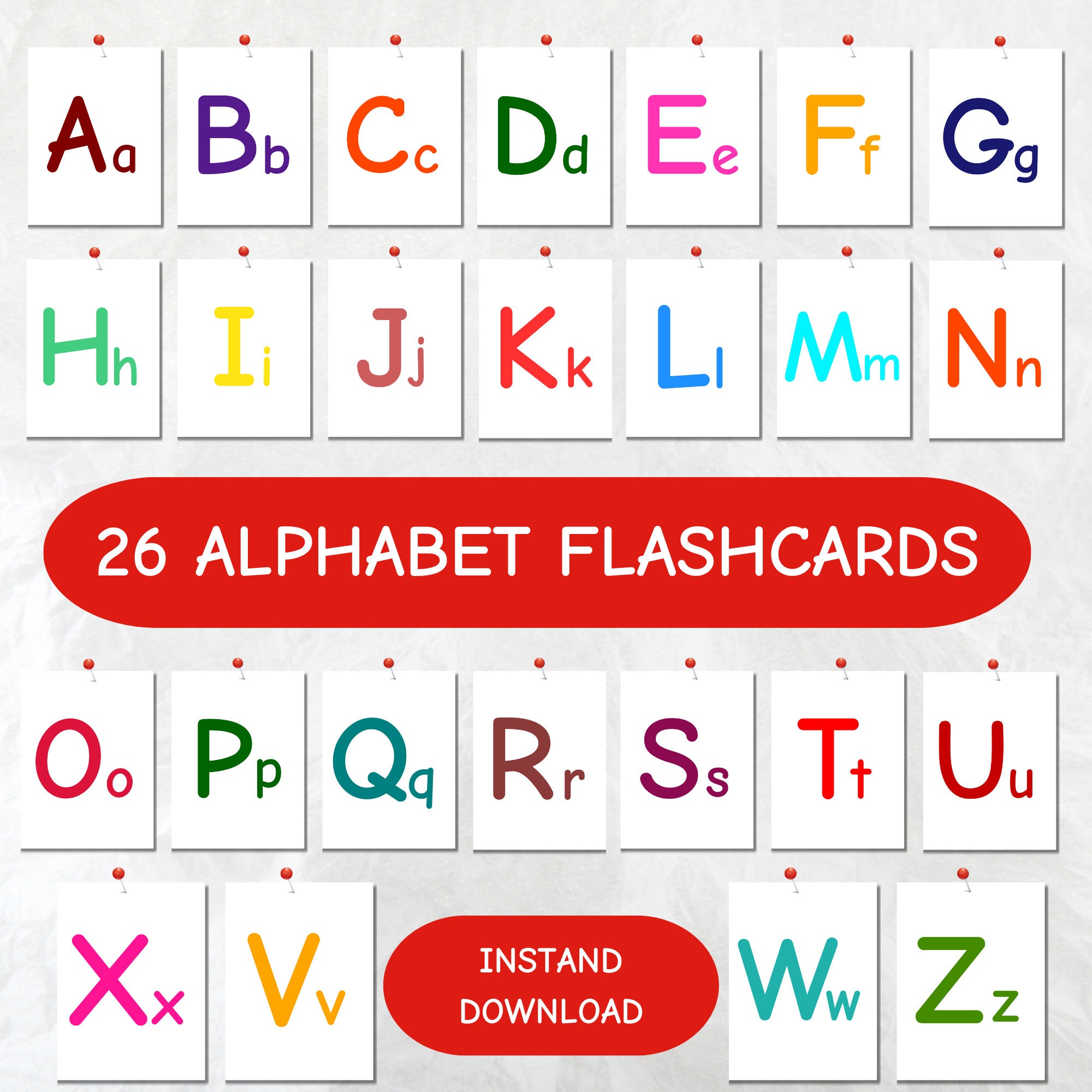 ABC Flash Cards: Printable Colorful Alphabet for Kids (PDF) - Etsy