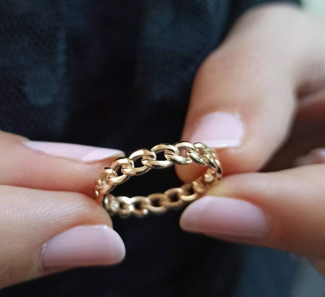 Chain Ring,wedding Ring, Rope Ring, Promise Ring, Marriage Ring, 14k ...