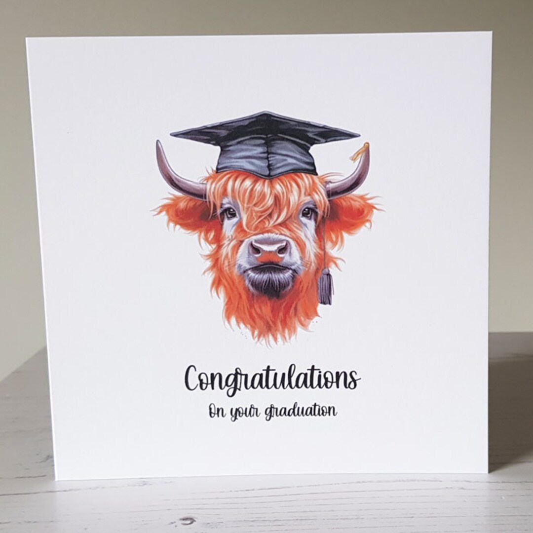 Highland Cow Graduation Card, Personalised Graduation Card, Any Name or ...