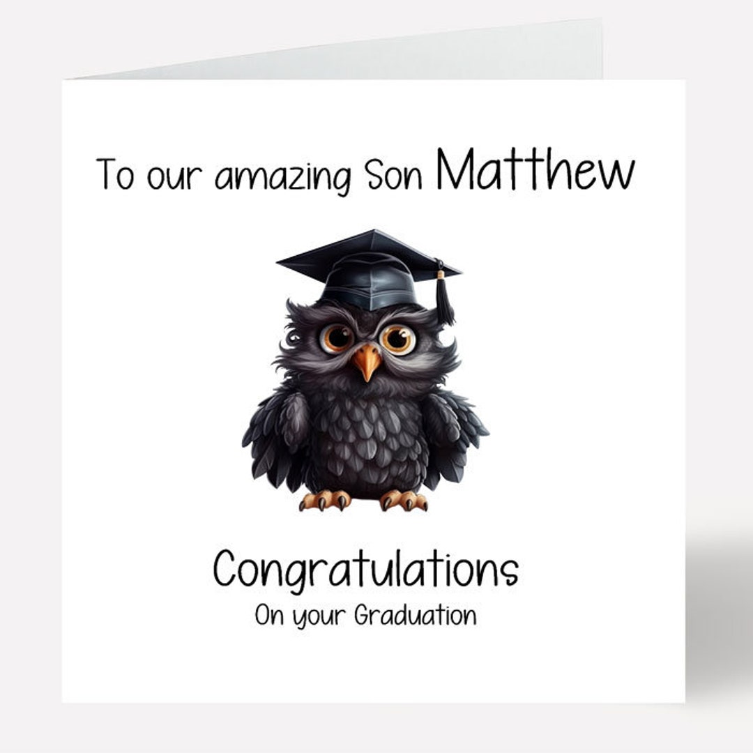 Wise Owl Graduation Card, Son Graduation, Personalised Graduation Card ...