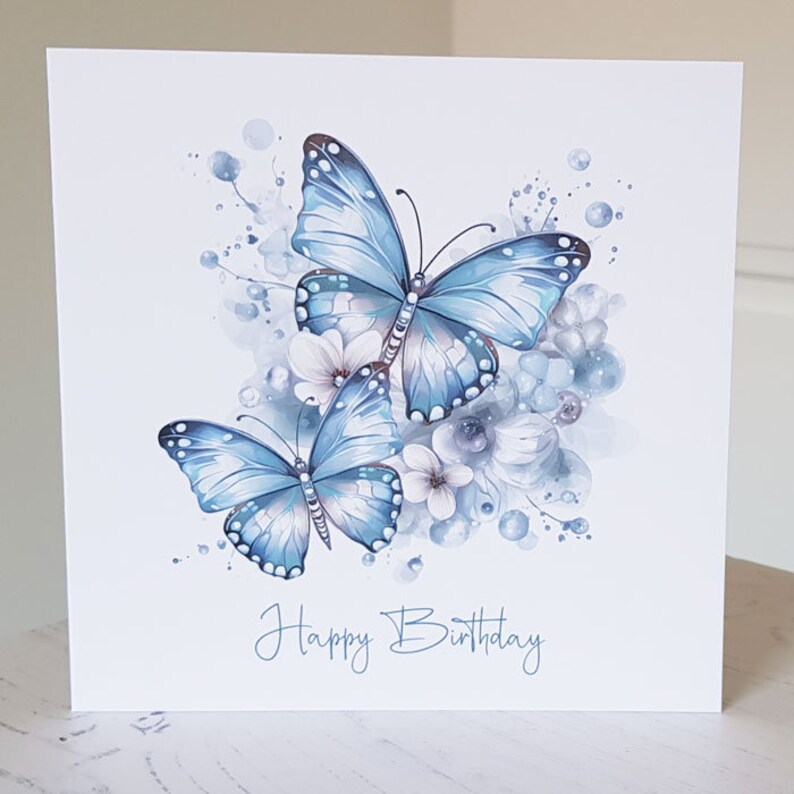 Blue Butterfly Birthday Card, Personalised Birthday Card, Friend, Wife ...