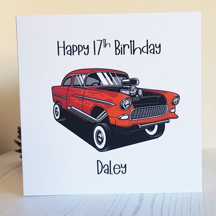 Hot Rod Birthday Card, Personalised Hot Rod Card, Car Birthday Card ...