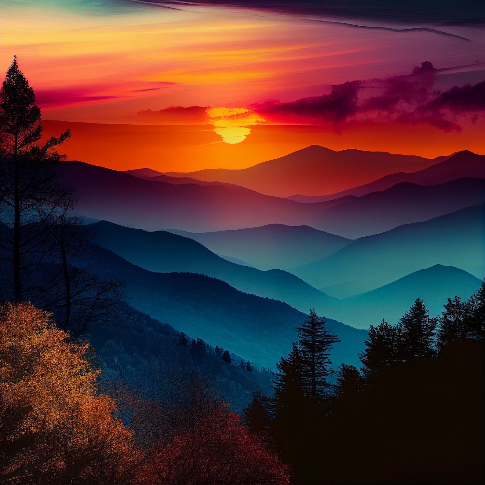 Smokey Mountain Sunrise Digital Print for Vacation Rentals, Gatlinburg ...