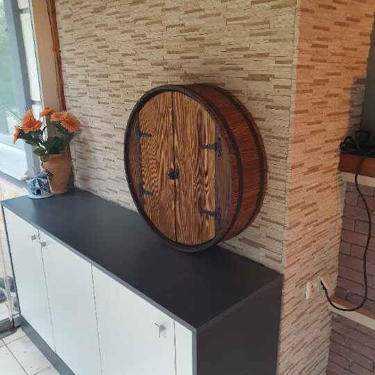 Wooden Rustic Whiskey Cabinet, Round Bar Cabinet, Authentic Hobbit Bar ...