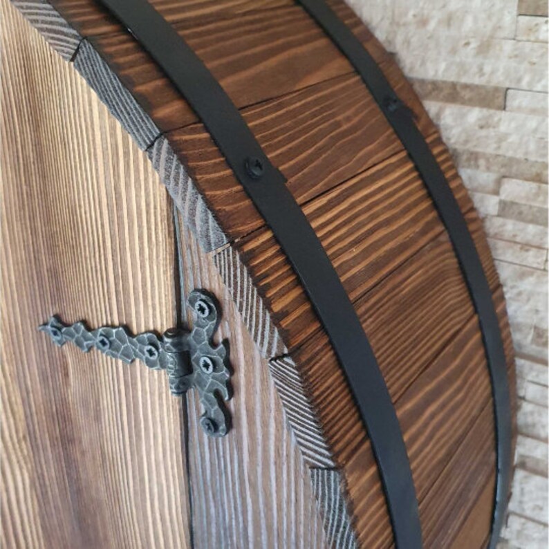 Wooden Rustic Whiskey Cabinet, Round Bar Cabinet, Authentic Hobbit Bar ...