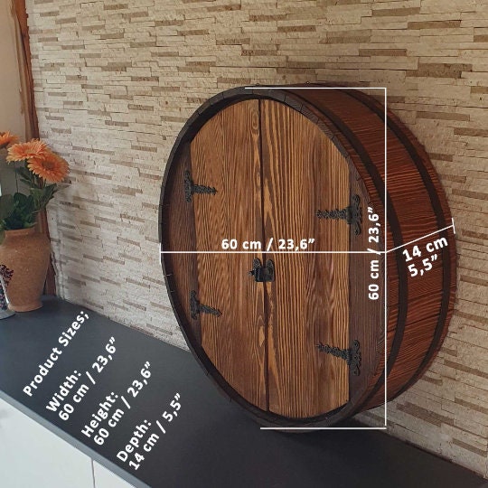 Wooden Rustic Whiskey Cabinet, Round Bar Cabinet, Authentic Hobbit Bar ...