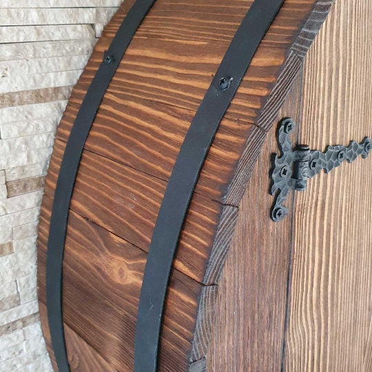 Wooden Rustic Whiskey Cabinet, Round Bar Cabinet, Authentic Hobbit Bar ...