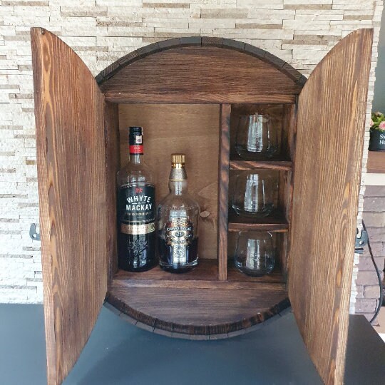 Wooden Rustic Whiskey Cabinet, Round Bar Cabinet, Authentic Hobbit Bar ...