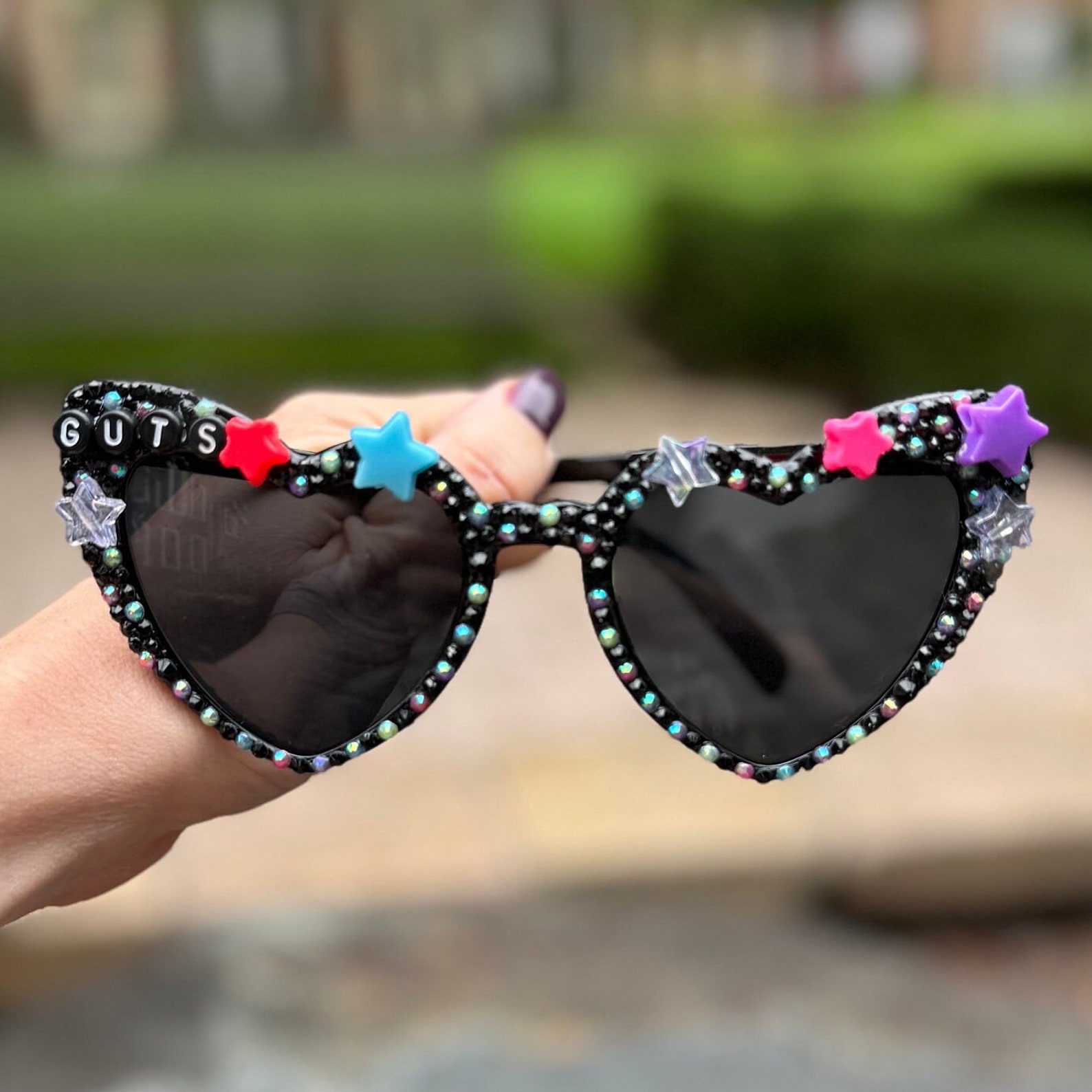 Guts Bedazzled Heart Sunglasses, Guts Tour Inspired Sunglasses, Bling ...