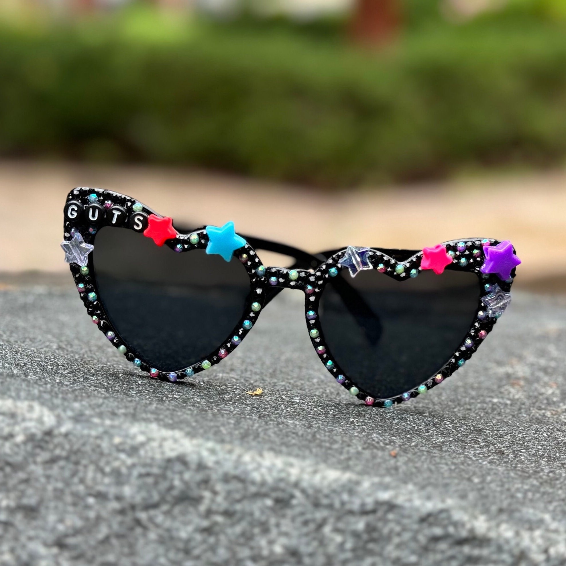 Guts Bedazzled Heart Sunglasses, Guts Tour Inspired Sunglasses, Bling ...