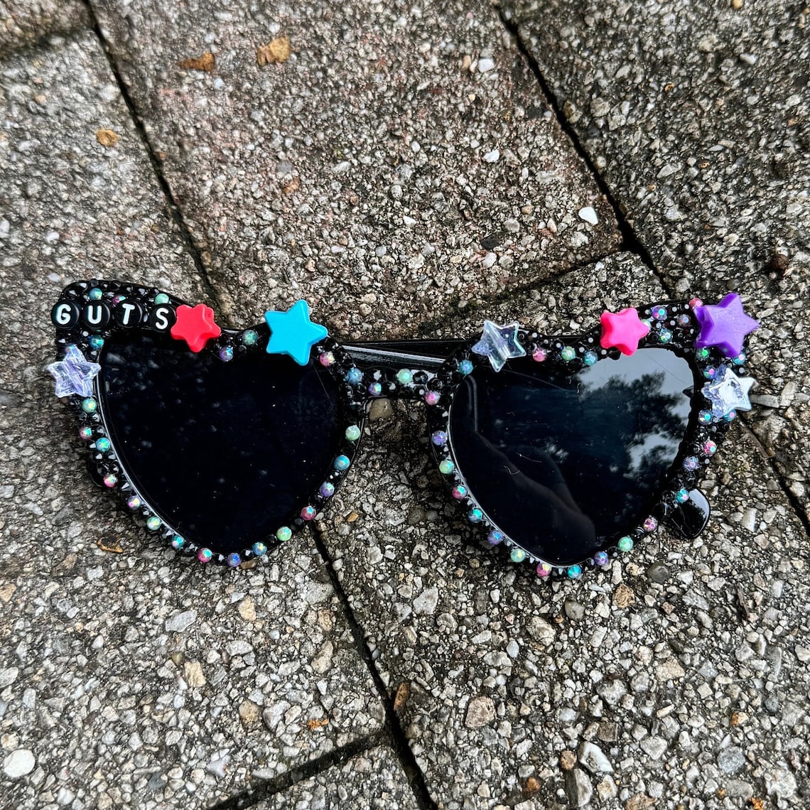 Guts Bedazzled Heart Sunglasses, Guts Tour Inspired Sunglasses, Bling ...