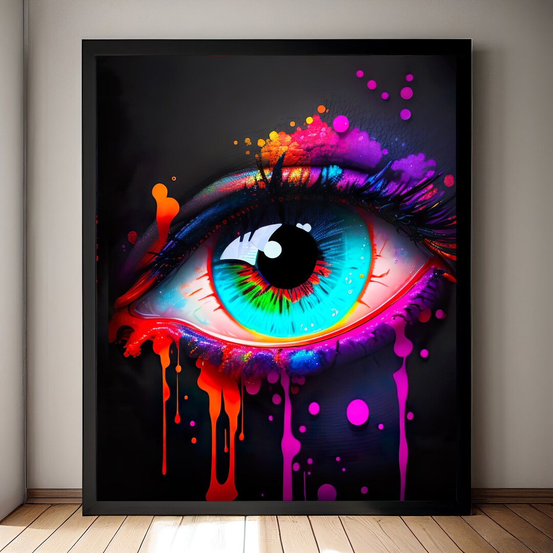 Eye in Neon Splash Art POSTER Neon Splash Art, Wall Art Poster, AI ...