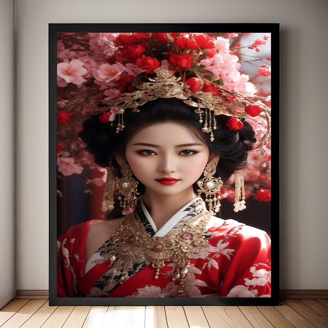 Japanese Geisha #4 POSTER - Geisha Poster, AI Illustration Art Print ...