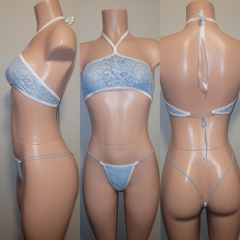 Blue Lace String Bikini - Etsy