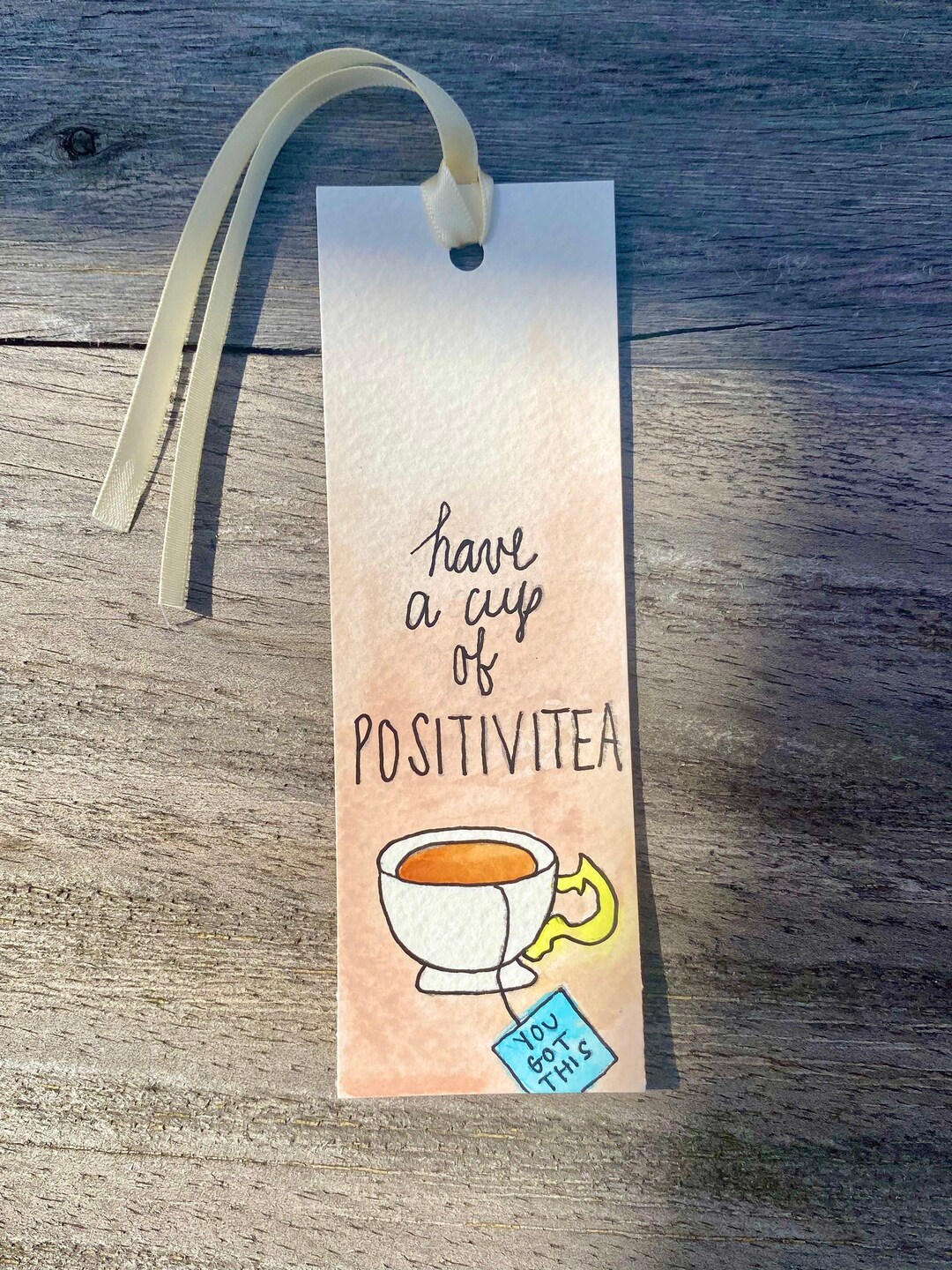 Have A Cup of Positivitea Watercolor Bookmark - Etsy