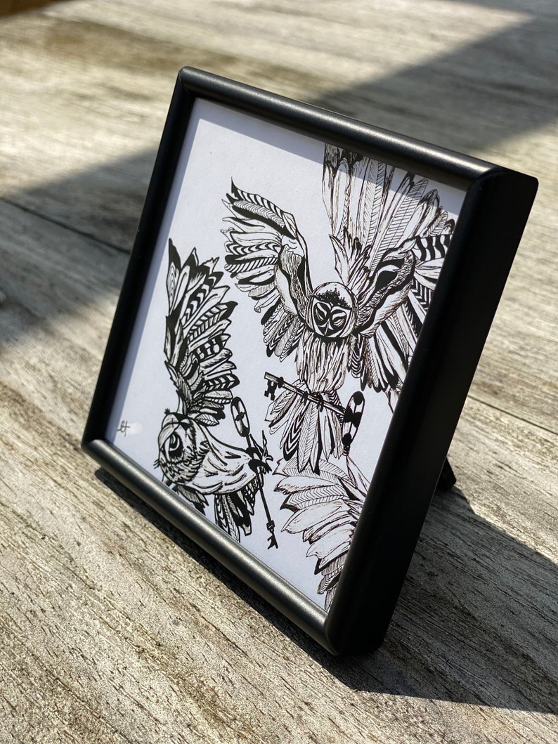 Guardians of Knowledge: Original Pen & Ink Drawing Print - Etsy Australia