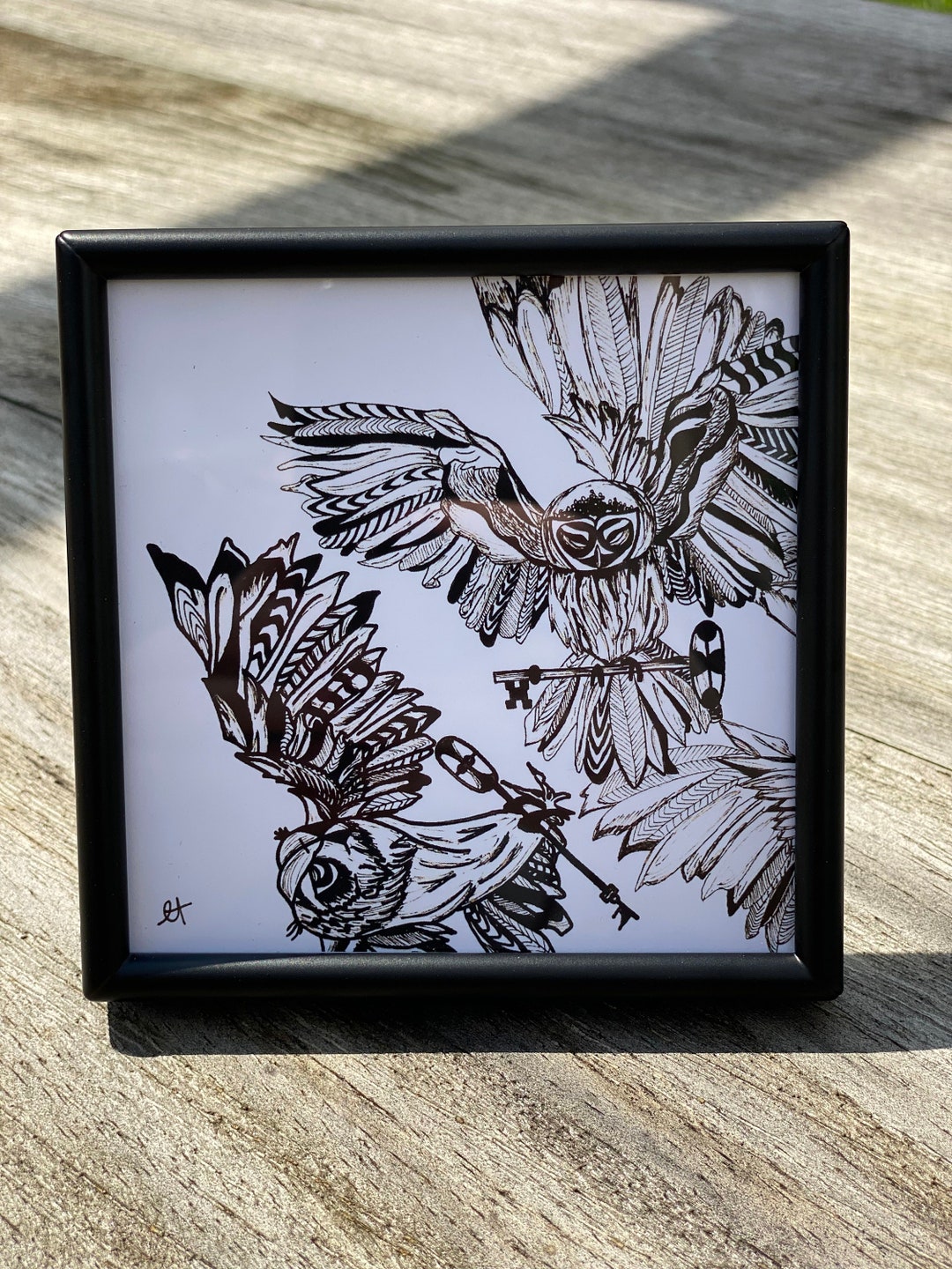 Guardians of Knowledge: Original Pen & Ink Drawing Print - Etsy Australia