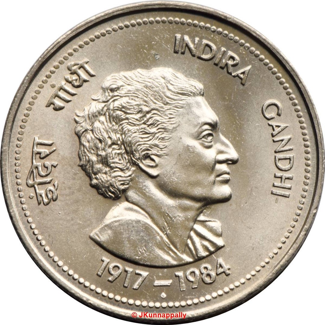 Rare Indira Gandhi 5 Rs Coin Collectible Indian Currency Vintage ...