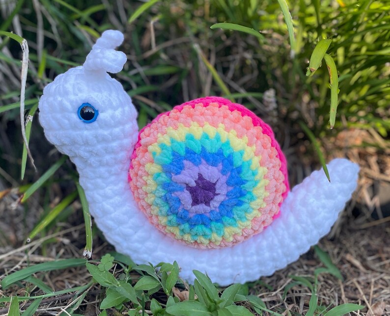 Rainbow Snail Plushie | Crochet Stuffed Animal - Etsy