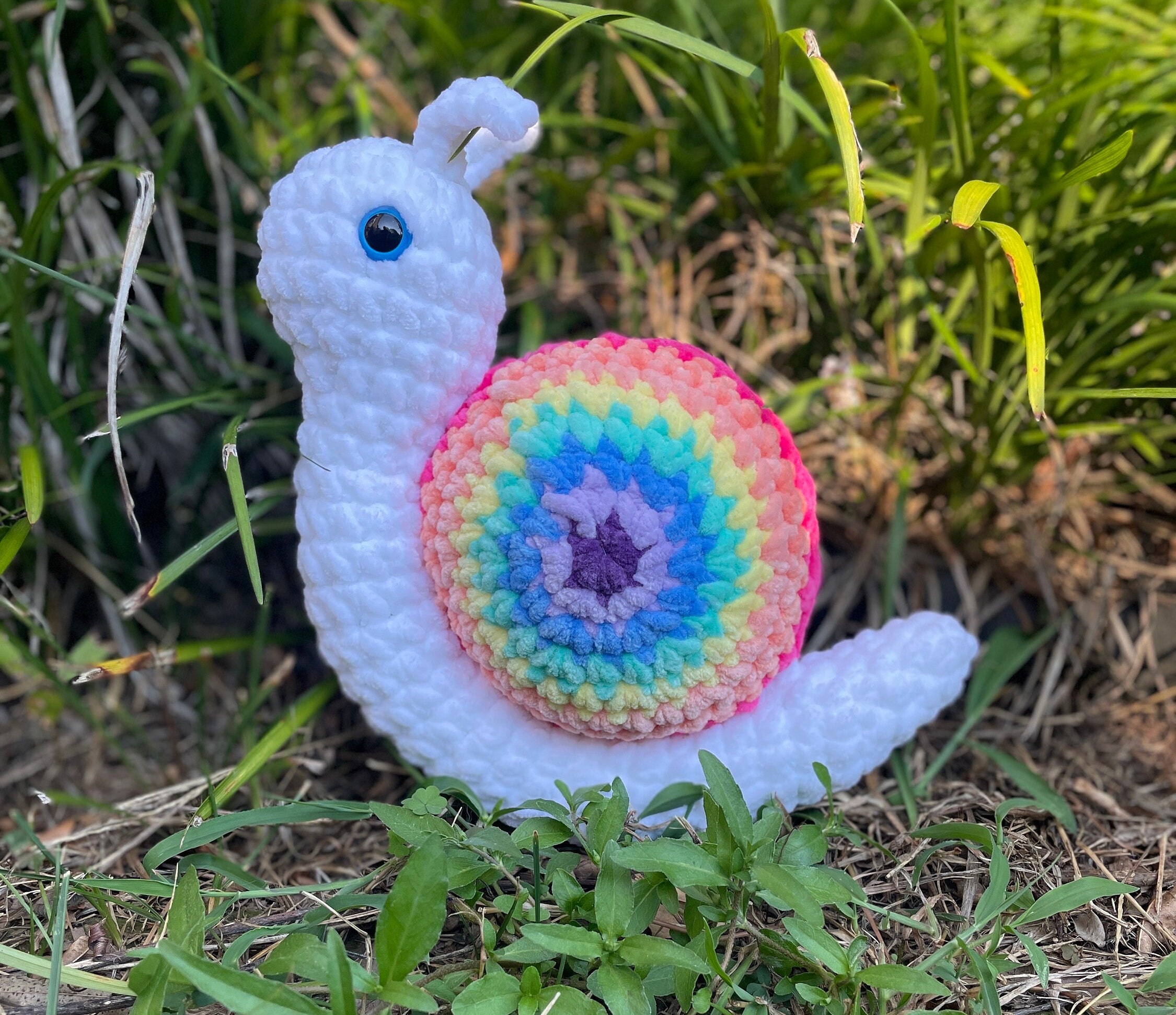 Rainbow Snail Plushie | Crochet Stuffed Animal - Etsy