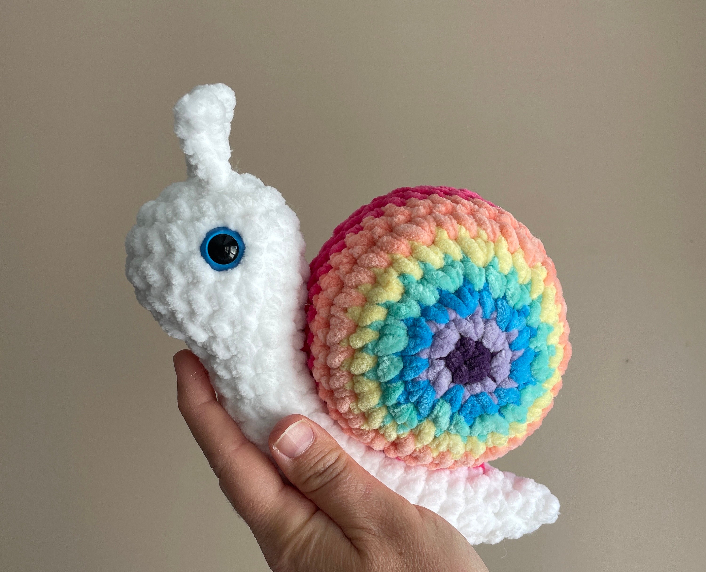 Rainbow Snail Plushie | Crochet Stuffed Animal - Etsy