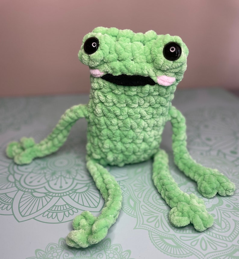 Crochet Jumbo Leggy Frog Plushie Cute Amigurumi Stuffed Animal ...