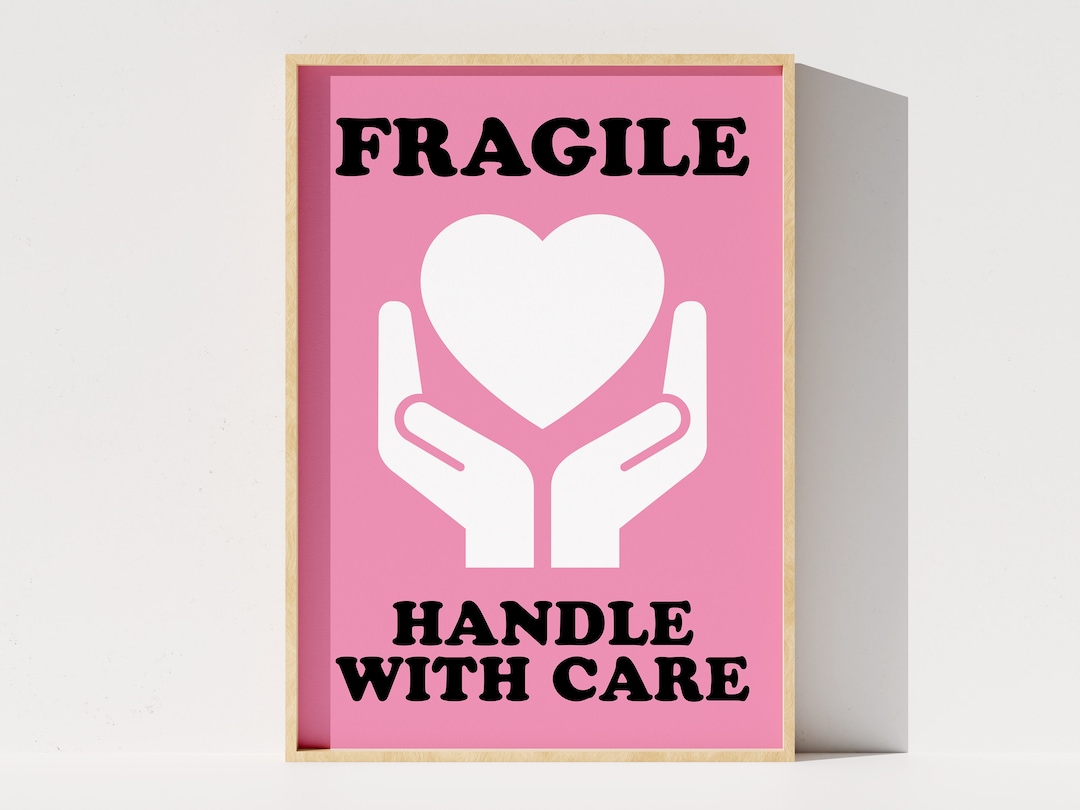 Fragile Digital Print, Handle With Care Poster, Fragile Poster, Pink ...