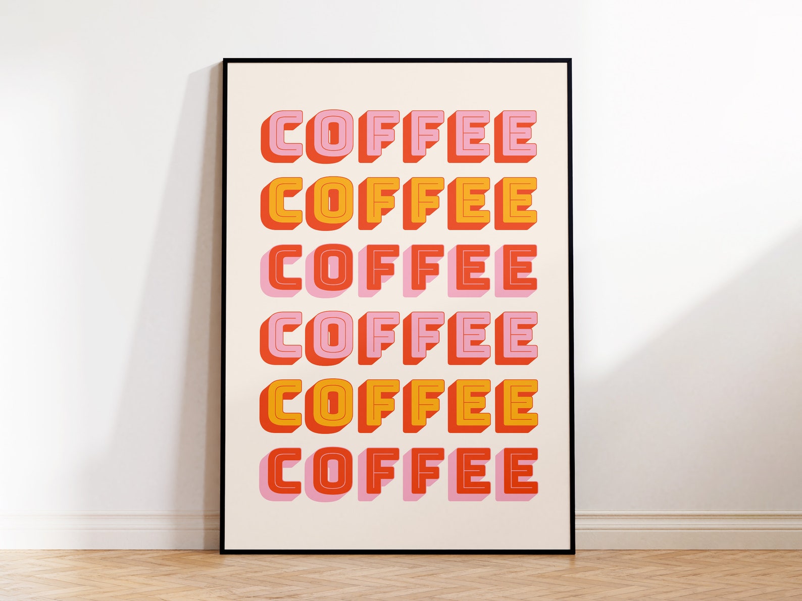 Coffee Digital Print, Coffee Type Printable Poster, Retro Typography ...