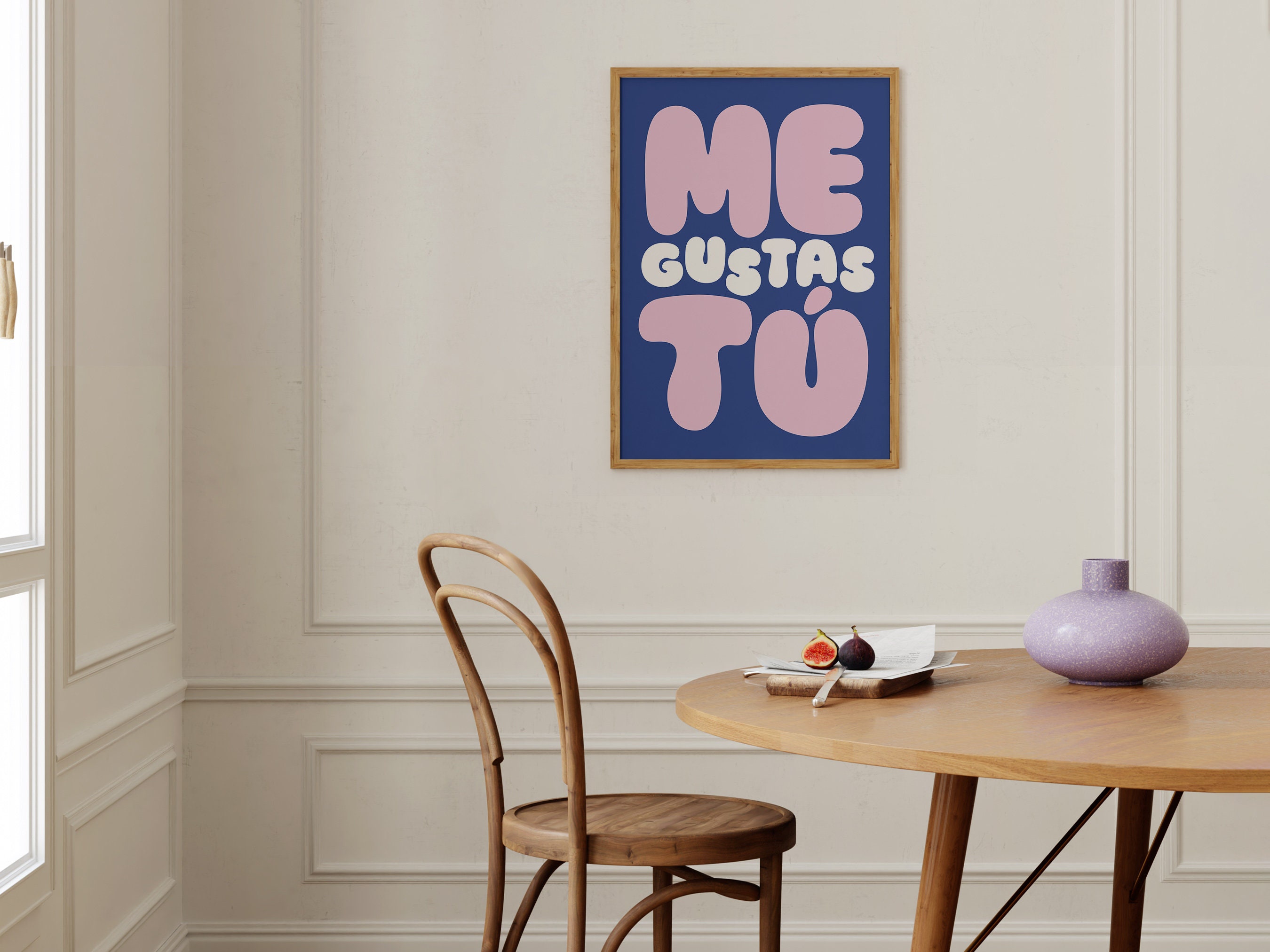 Me Gustas Tú Printable Wall Art, Spanish Quote Poster, Blue Decor, Cute ...