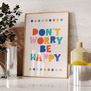 Dont Worry Be Happy Digital Poster, Positive Affirmation Print ...