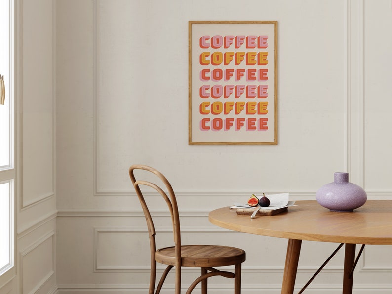 Coffee Digital Print, Coffee Type Printable Poster, Retro Typography ...