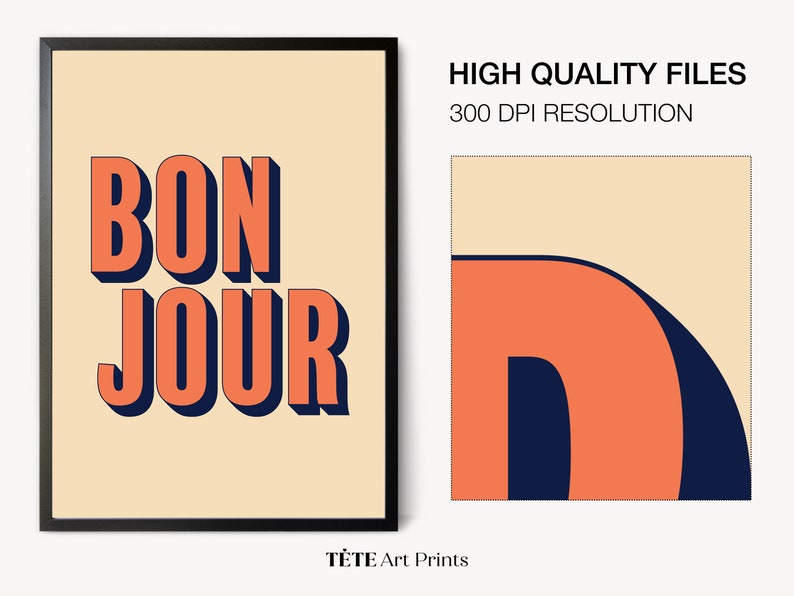 Bonjour Printable Poster, French Quote Digital Print, Bon Jour Wall Art ...