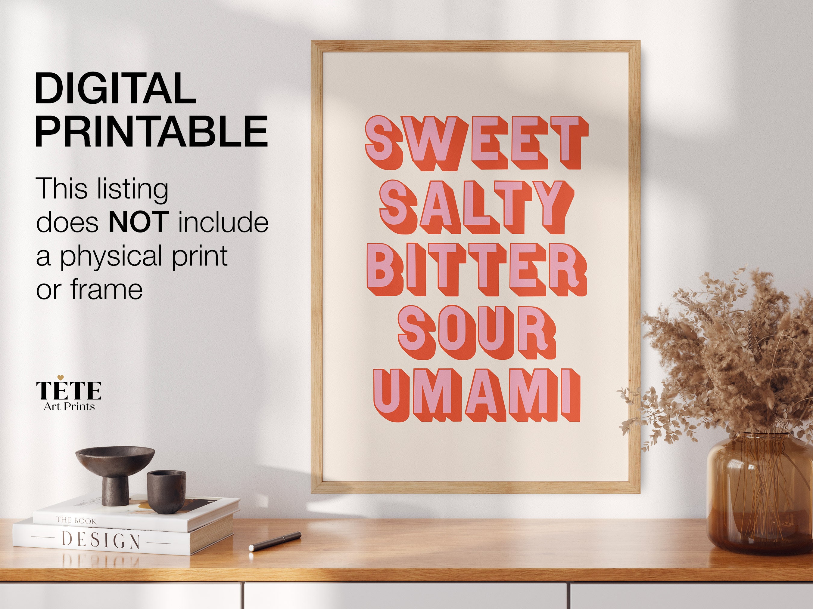 Five Tastes Printable Wall Art, Taste Sensations Digital Print, Basic ...