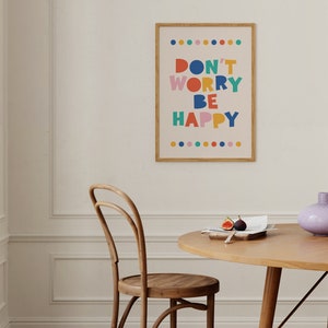 Dont Worry Be Happy Digital Poster, Positive Affirmation Print ...
