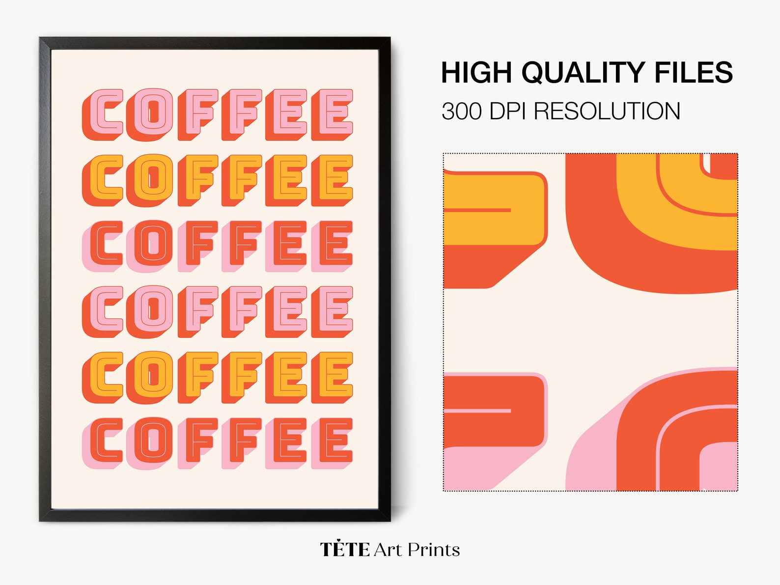 Coffee Digital Print, Coffee Type Printable Poster, Retro Typography ...