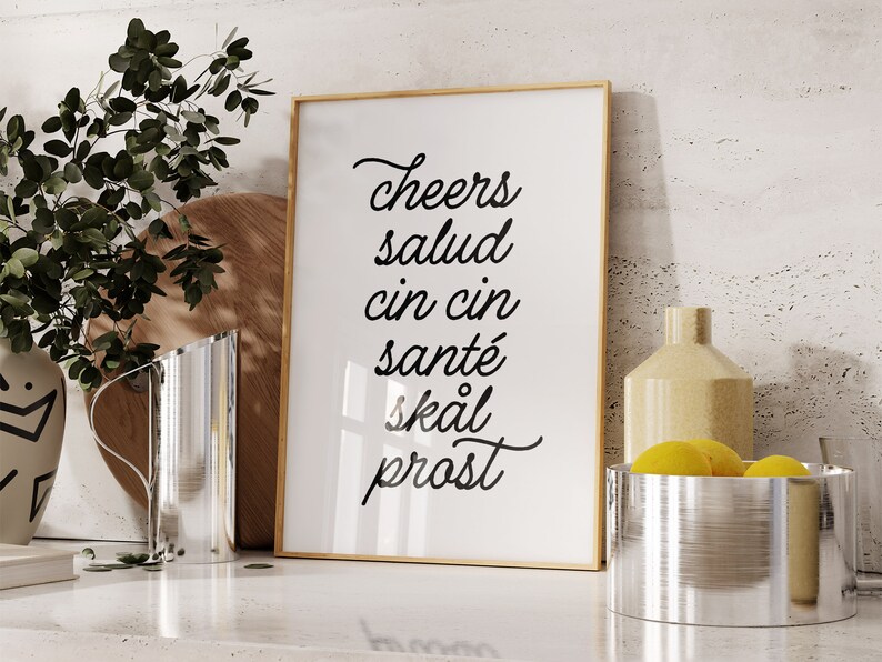 Cheers in Different Languages Printable Poster, Toasts Print, Dining ...